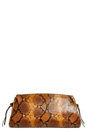 Staud Maude Soft Leather Clutch - Snake