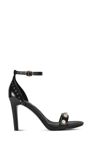 Karl Lagerfeld Paris Kenz Sequin Ankle Strap Sandal - Black