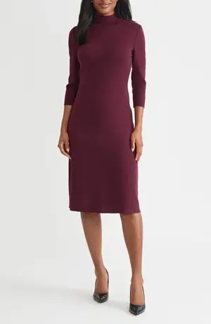 Misook Knit A-line Midi Dress