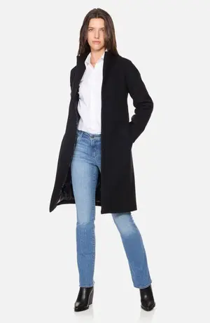 NORWEGIAN WOOL Stand Collar Down Virgin Wool Blend Coat
