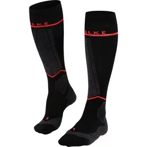Falke Compression Wool Ski Socks - Black-neon Red/ W1