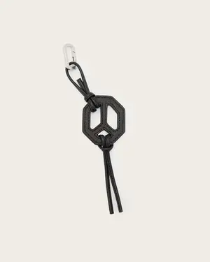 ALLSAINTS Leather Peace Keyring - Black