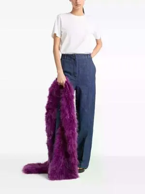 YVES SALOMON Feather-detailing Scarf - Purple