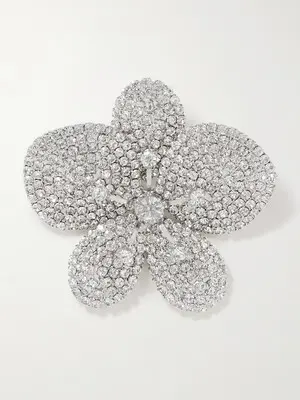 JENNIFER BEHR Kiarra Rhodium-plated Crystal Brooch - Silver