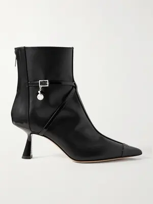 JIMMY CHOO Aren 65 Embellished Paneled Leather Ankle Boots