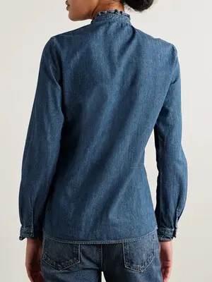 NILI LOTAN Marcela Ruffled Denim Shirt