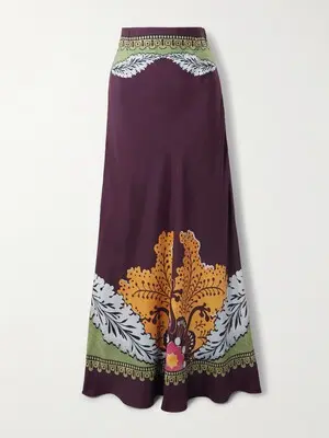 La DoubleJ Printed Silk-twill Maxi Skirt - Multi