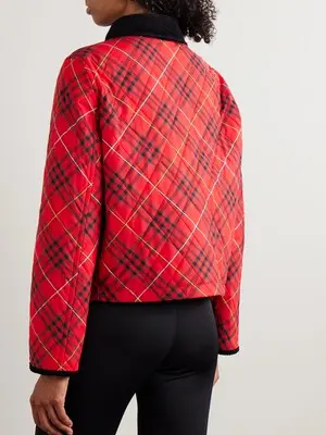 Burberry Corduroy-trimmed Quilted Checked Cotton Jacket