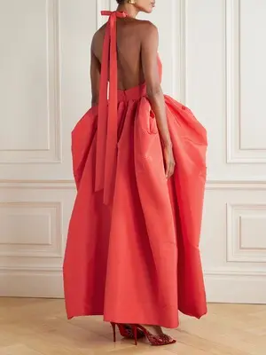 Christopher John Rogers Gathe Silk-faille Halterneck Gown