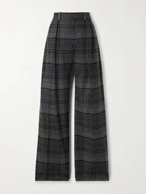 Ralph Lauren Jody Pleated Checked Wool Wide-leg Pants