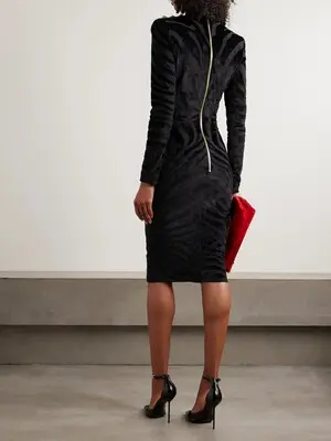 Balmain Button-embellished Devoré-velvet Midi Dress