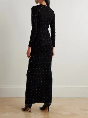 Rabanne Studded Wool Maxi Dress - Black