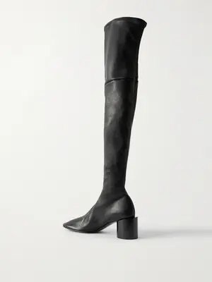 JIL SANDER Leather Over-the-knee Block Heel Boots