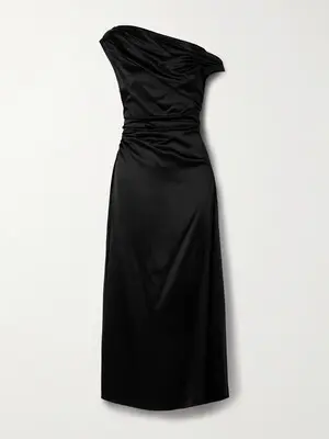 Staud Phare Draped Silk-blend Midi Dress