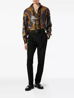 Versace Leopard-print Sequin-embellished Shirt - Brown