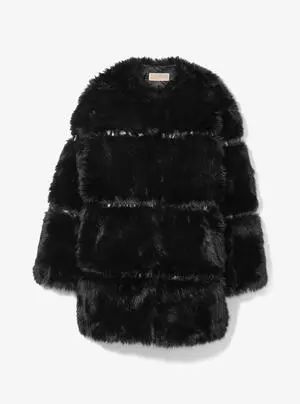 Michael Kors Faux Fur And Patent Leather Coat