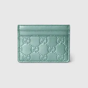 Gucci Gg Emblem Card Case Leather - Blue