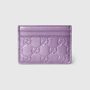 Gucci Gg Emblem Card Case Leather - Pink