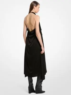 Michael Kors Charmeuse Scarf Halter Dress