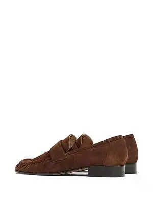 MANSUR GAVRIEL Ruched Suede Loafers - Brown
