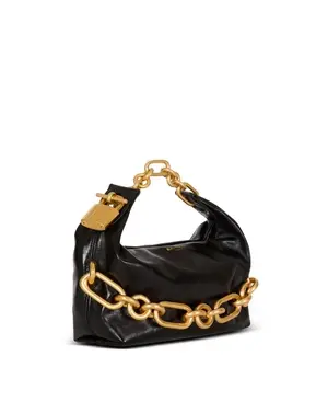 Balmain Mini Sync Bag In Calfskin Leather - Black