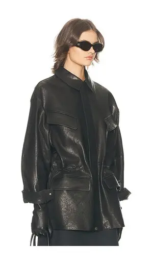 HELSA Leather Peplum Moto Jacket