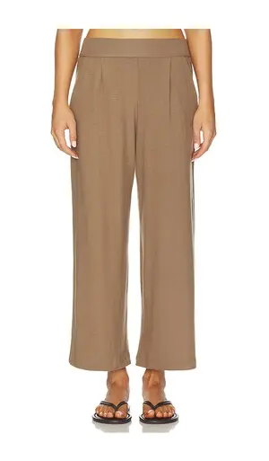 LESET Lauren Crop Pleated Pocket Pant - Walnut