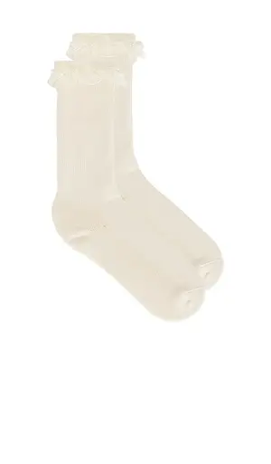 TANNER FLETCHER Lace Trim House Socks - Ivory