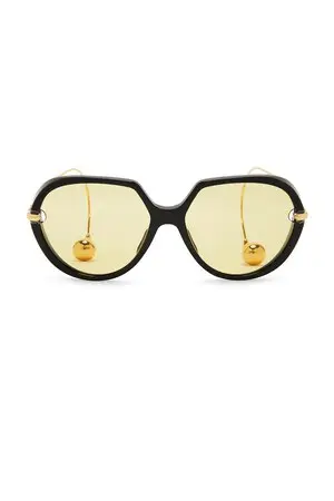 Bottega Veneta Drop Sunglasses - Black, Gold & Yellow