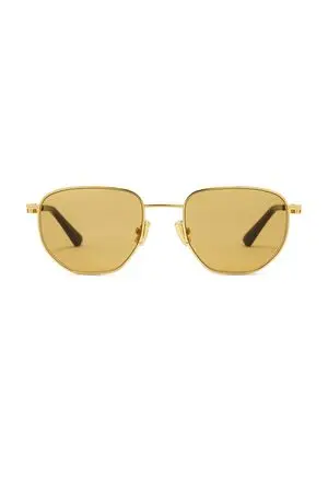 Bottega Veneta Round Frame Sunglasses - Gold & Brown