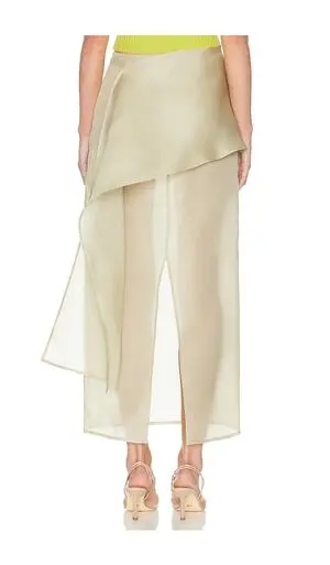 HELSA Silk Gazar Draped Skirt - Stone