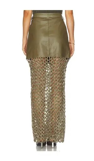 NONCHALANT LABEL Kallan Leather Skirt - Army