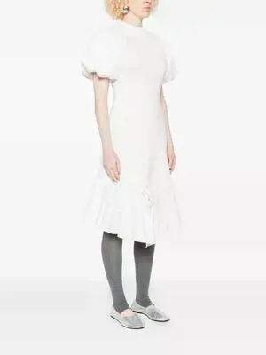 Rokh Puff-sleeve Ruffled Dress