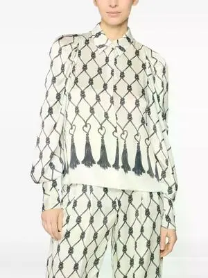 GENNY Tassel-print Blouse