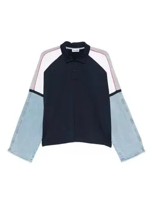 FAÇON JACMIN Denim-paneled Polo Shirt