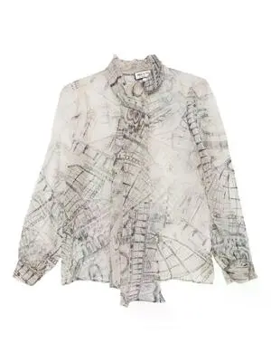 Paul & Joe Printed Tie-neck Blouse
