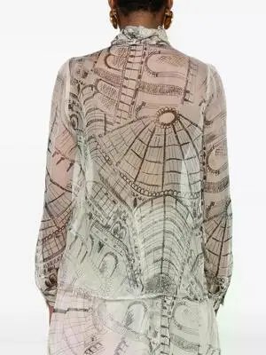 Paul & Joe Printed Tie-neck Blouse