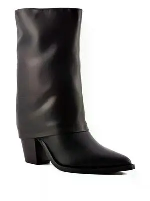 JULIE DEE 80mm Folded-cuff Pointed-toe Boots