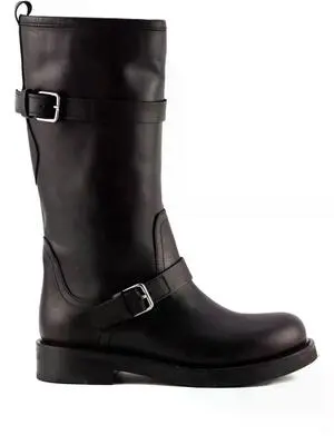 JULIE DEE Buckle-strap Leather Boots