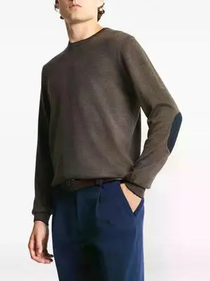 FAY Crew-neck Sweater With Elbow Patches