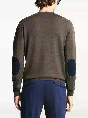 FAY Crew-neck Sweater With Elbow Patches