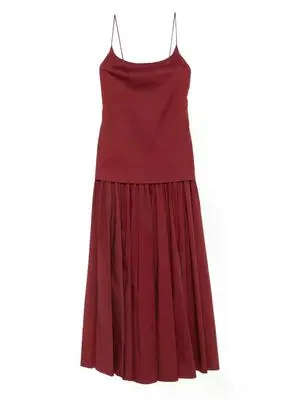 Staud Pleated Spaghetti-strap Maxi Dress