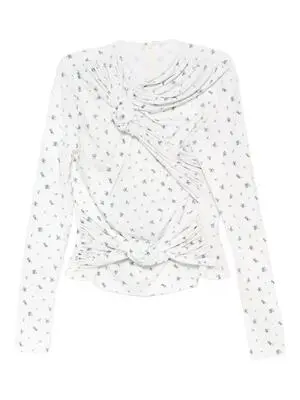 Rokh Floral-print Knot-detail Blouse