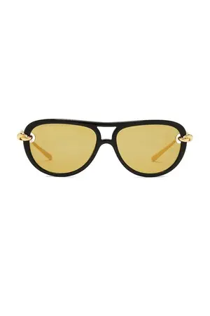 Bottega Veneta Knot Sunglasses Black, Gold, & Yellow