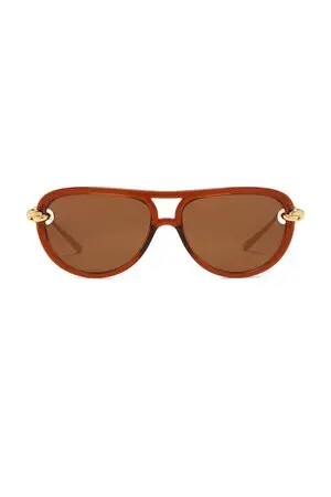 Bottega Veneta Knot Sunglasses - Brown & Gold
