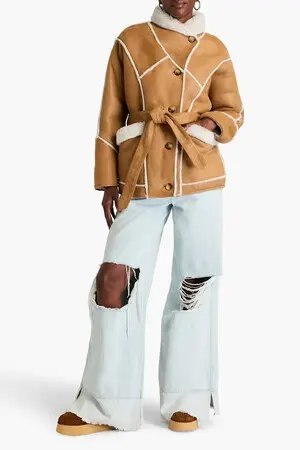 Maje Belted Shearling Coat