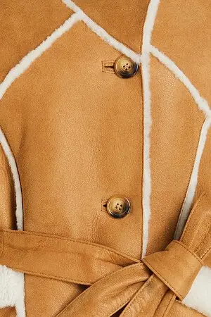 Maje Belted Shearling Coat