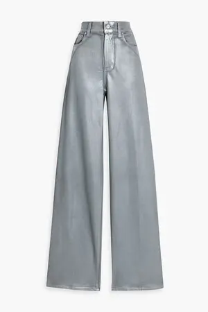 Paige Sasha Metallic Wide-leg Jeans - Silver