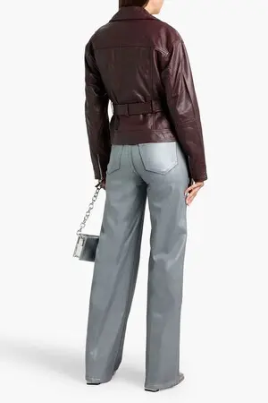 Paige Sasha Metallic Wide-leg Jeans - Silver