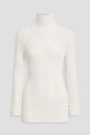 TOTEME Crochet-knit Turtleneck Top - Off-white